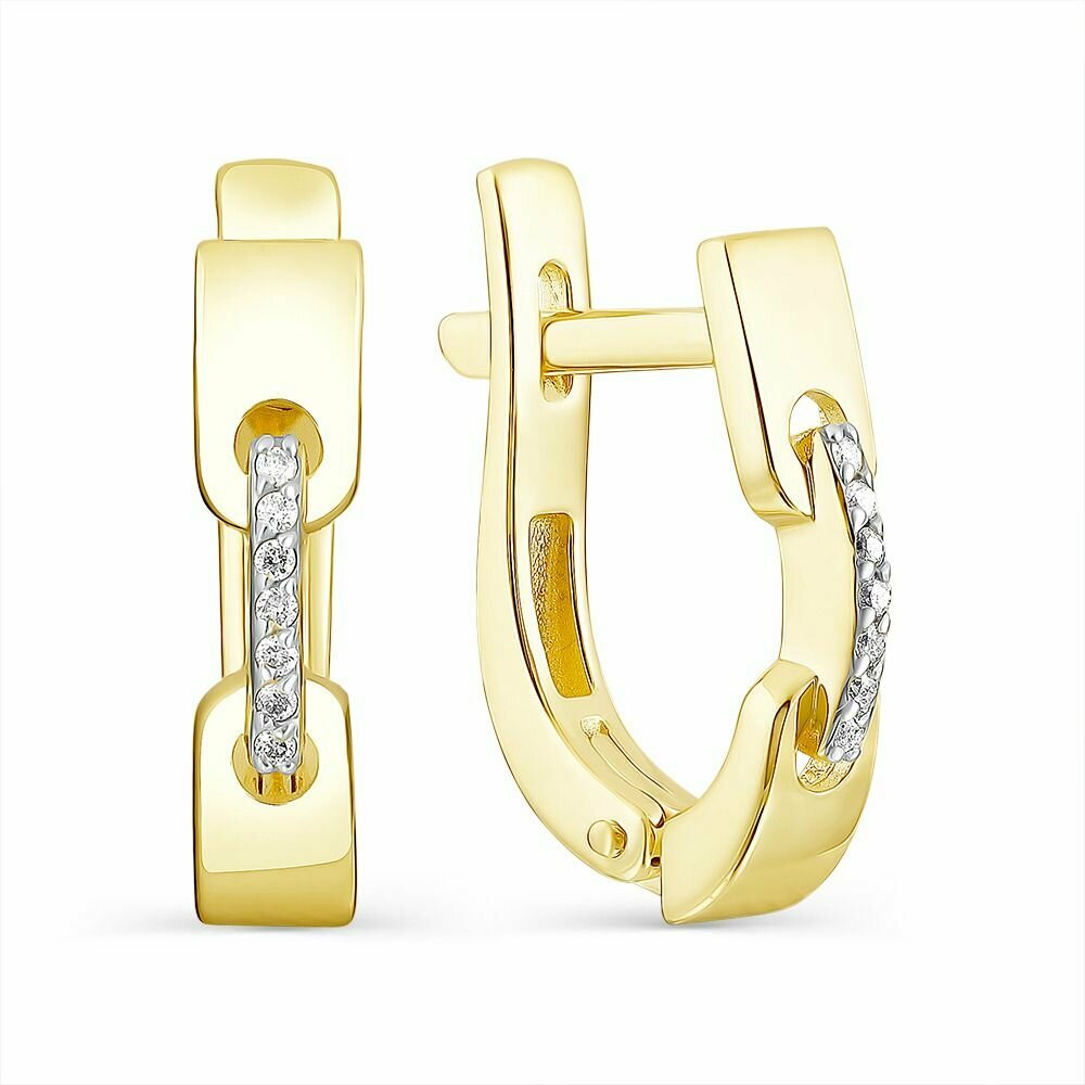 Серьги, желтое золото, 585 проба, бриллиант