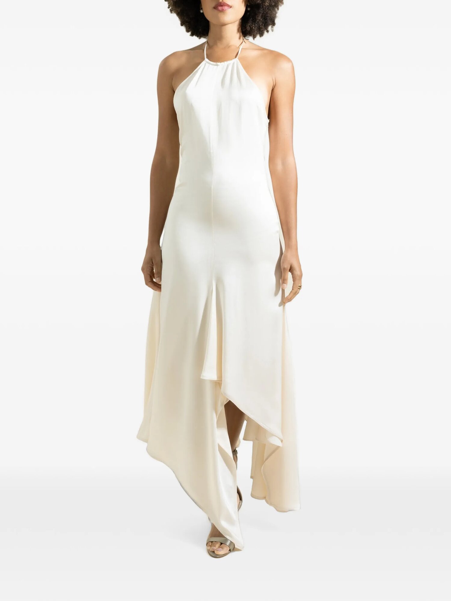 Платье Victoria Beckham Halterneck draped maxi dress, размер 8, разноцветный — фото 1