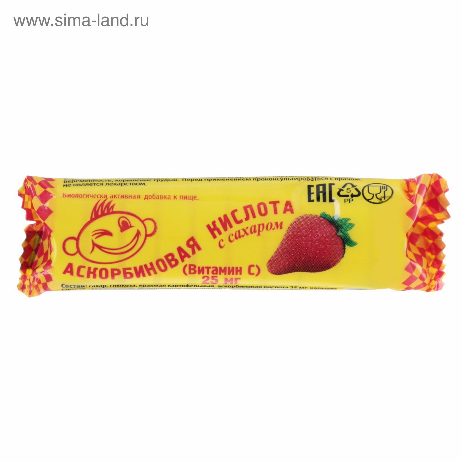 Аскорбиновая кислота с сахаром, клубника, 10 шт. по 3 г, для кого: женский, 8 шт.