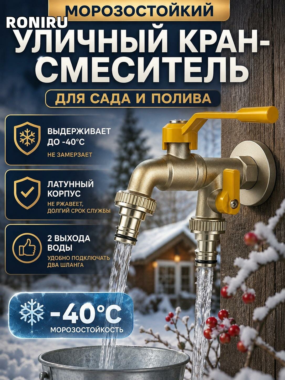 Морозостойкий уличный зимний кран-смеситель для сада, латунный незамерзающий кран для полива, выдерживает до -40