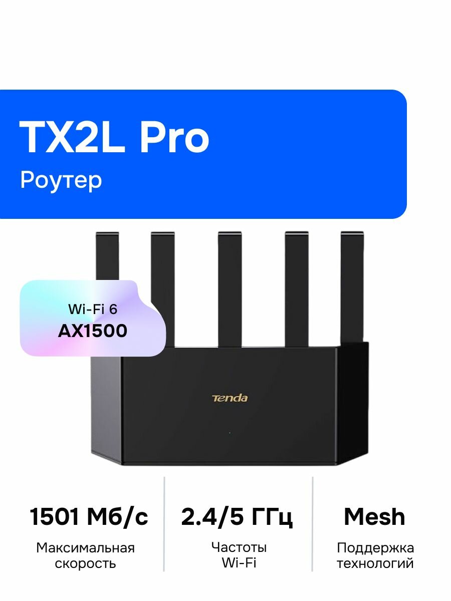 Tenda TX2L Pro Wi-Fi Роутер, Ethernet