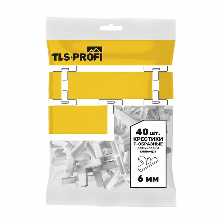 Крестики Т-образные 6 мм 40 шт для укладки клинкера TLS-Profi