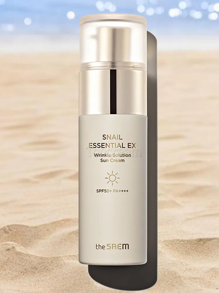 The Saem Антивозрастной солнцезащитный крем с муцином улитки 40 мл Snail Essential EX Wrinkle Solution Sun Cream SPF50+ PA