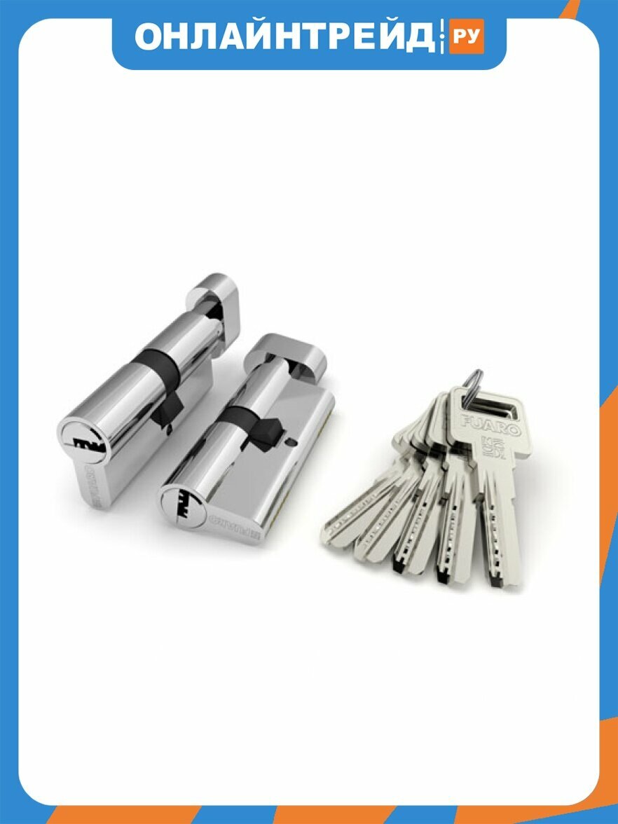 Цилиндровый механизм Fuaro (R602) R 6002 Knob 100 (45+10+45) CP хром 5Key с вертушкой