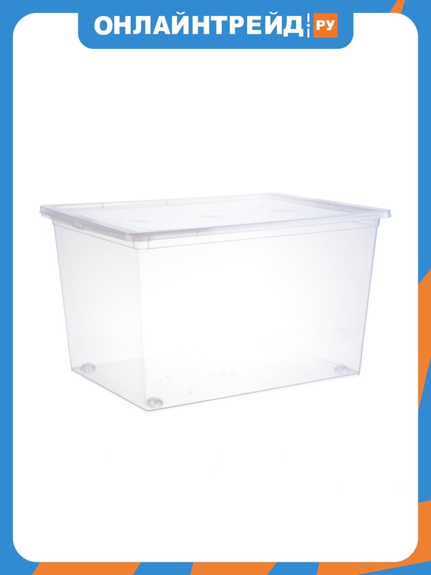 Ящик Idea для хранения М 2354 , 50 л, с крышкой, 53x37x30 см, пищевой полипропилен, прозрачный