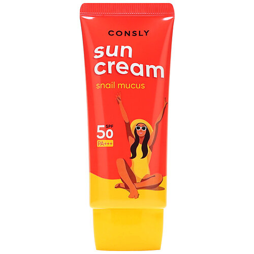CONSLY Крем солнцезащитный с муцином улитки SPF 50/PA для комбинированной и жирной кожи Sunscreen With Snail Mucin Spf 50+/Pa+++ For Combination And Oily Skin, 50 мл