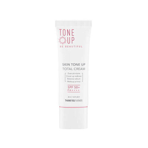THANK YOU FARMER Крем для лица выравнивающий тон солнцезащитный SPF50+ Be Beautiful Skin Tone Up Total Cream, 40 мл