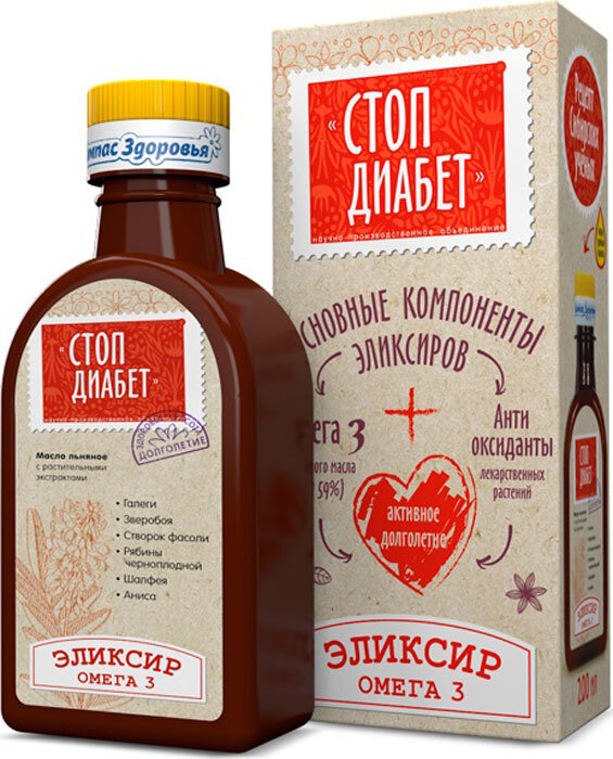 Эликсир "Стоп Диабет", с добавками, 200 мл