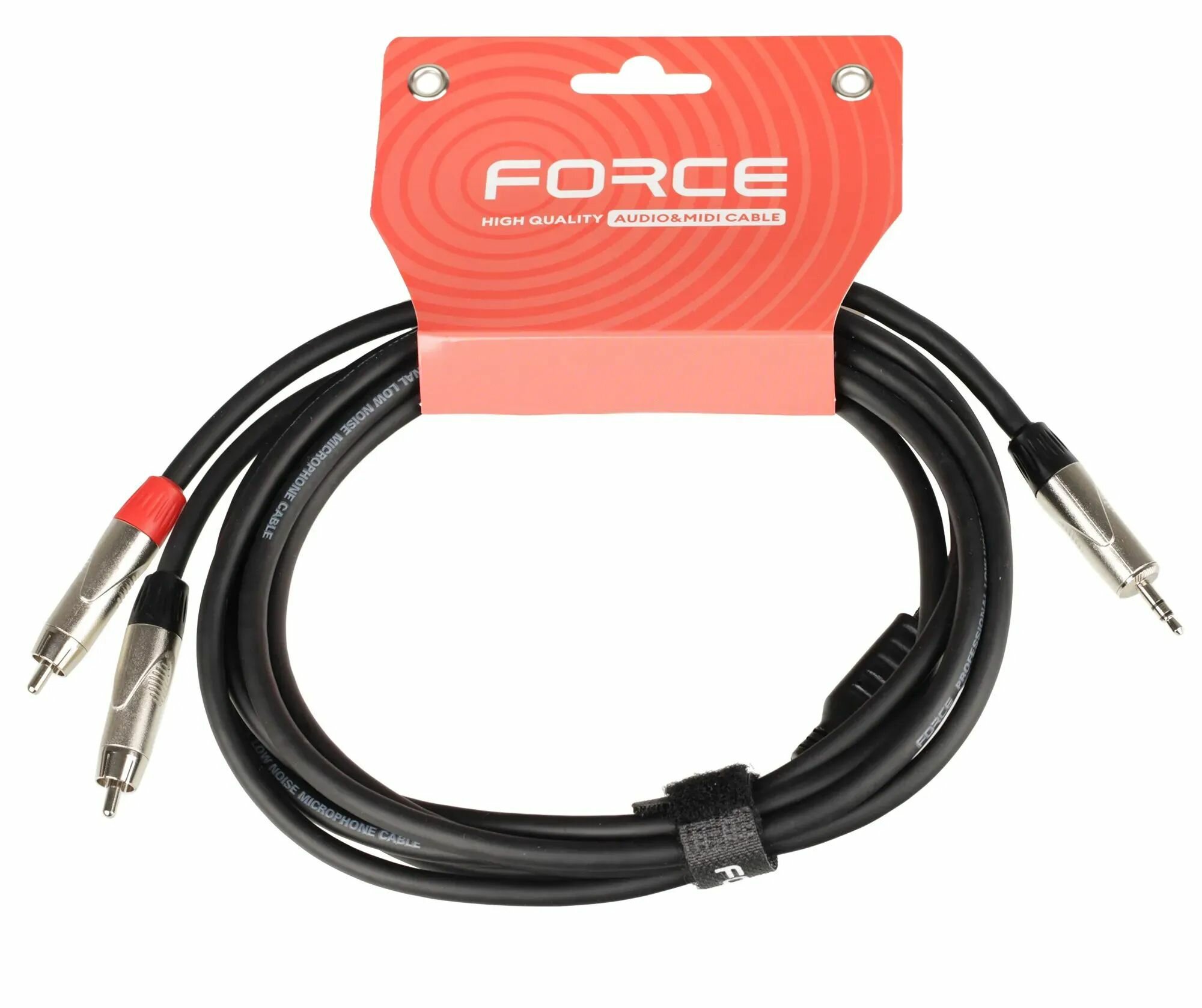 Коммутационный кабель Force FLC-18/3 Black 2 x RCA (M) - jack 3.5 (M), 3 м