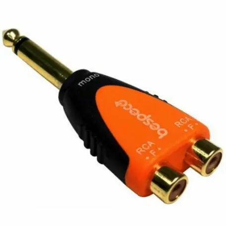 Переходник Bespeco SLAD365B 2 x RCA (F) - jack 6.3 (M) mono