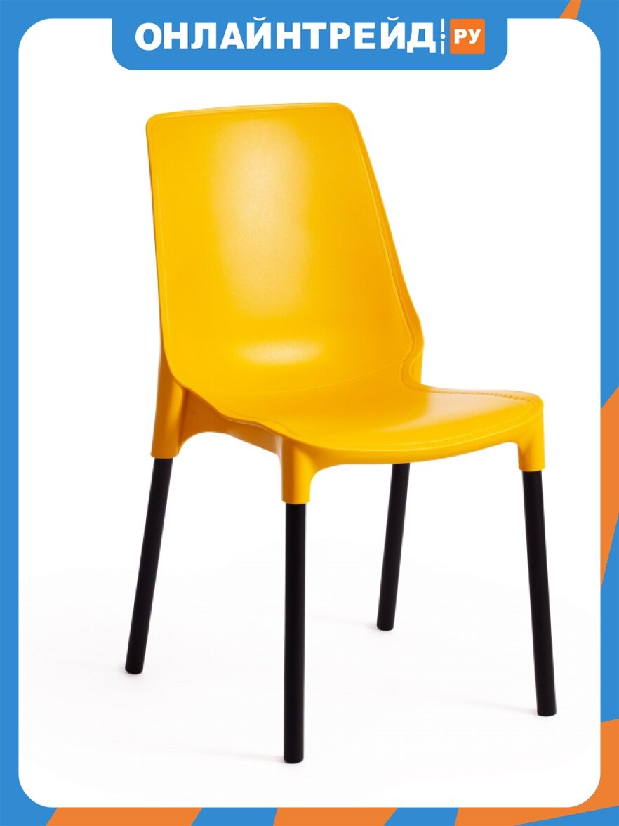 Стул Tetchair GENIUS (mod 75) / 1 шт. в упаковке металл/пластик, 46x56x84cм, желтый/черные ножки