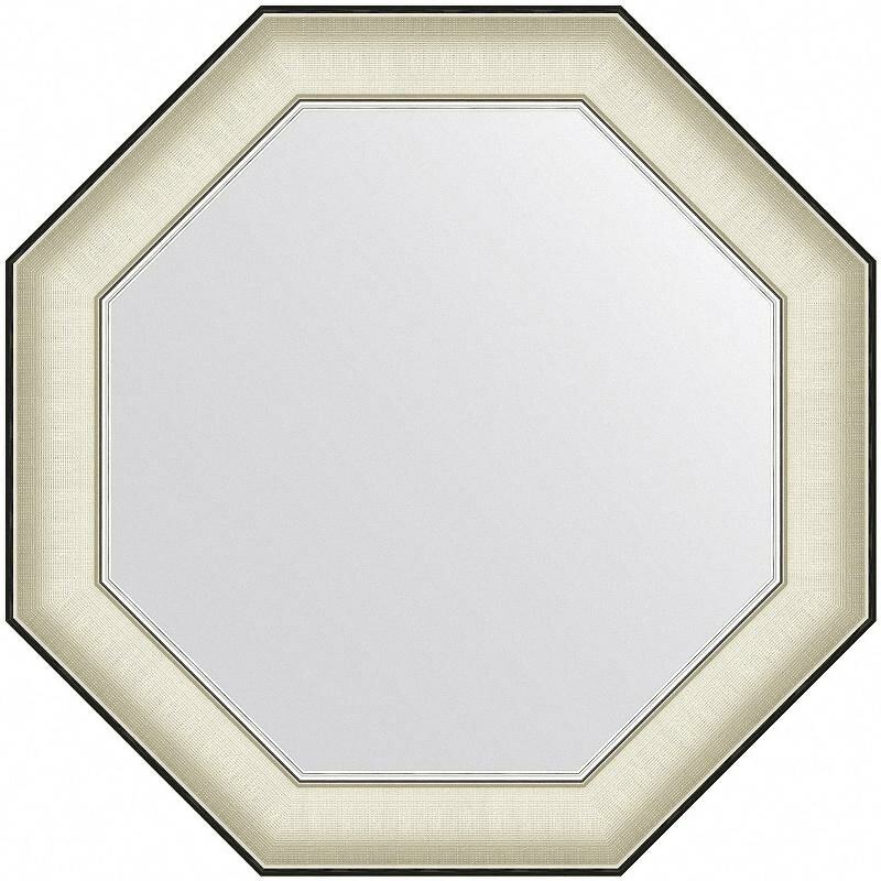 Зеркало Evoform Octagon 64x64 BY 7440 в багетной раме - Белая кожа с хромом 78 мм