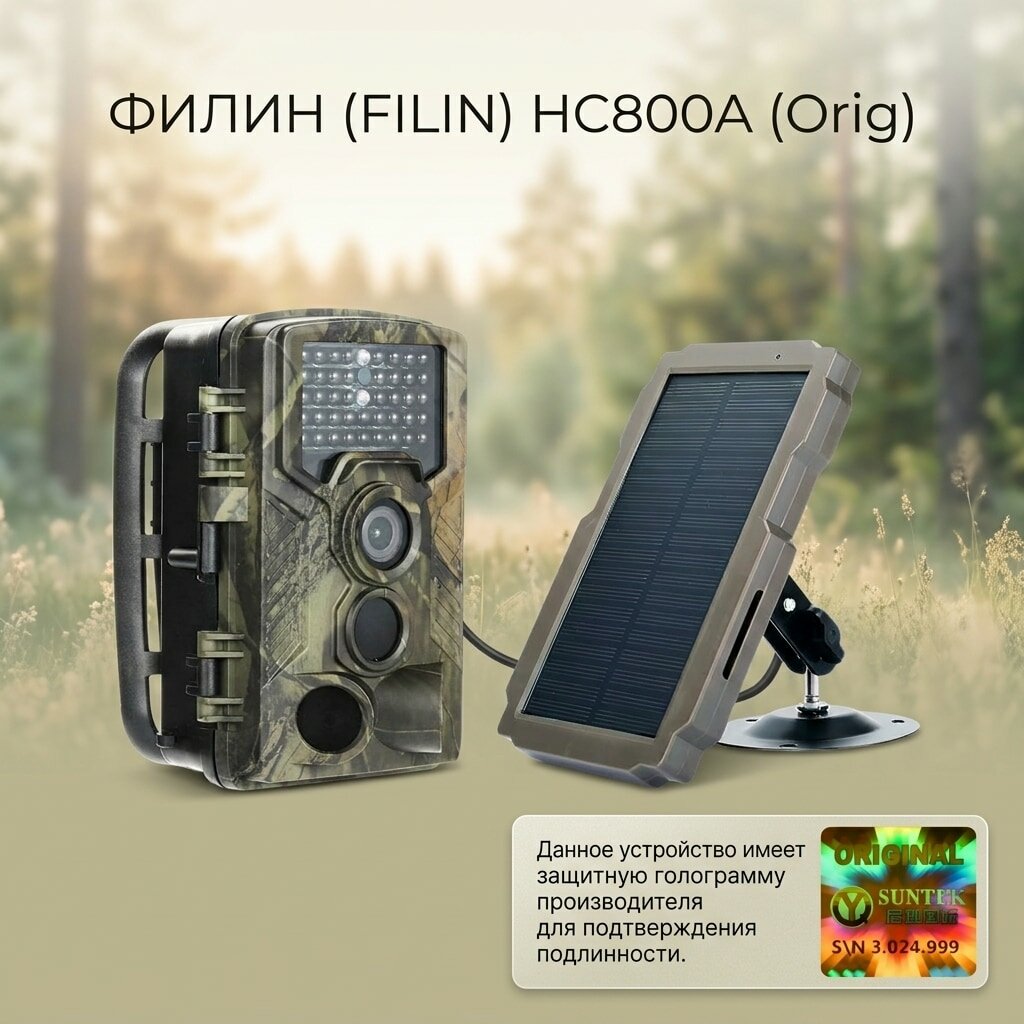 Набор: фотоловушка с солнечной батареей Филин HC800A и SP-08