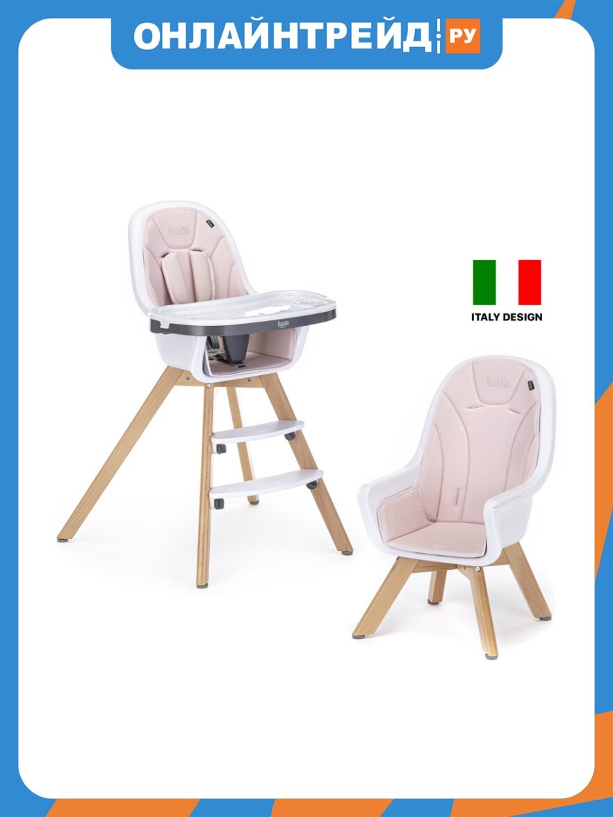 Стульчик для кормления Nuovita Gourmet 2 в 1 Rosa, Legno/Розовый, Деревянный