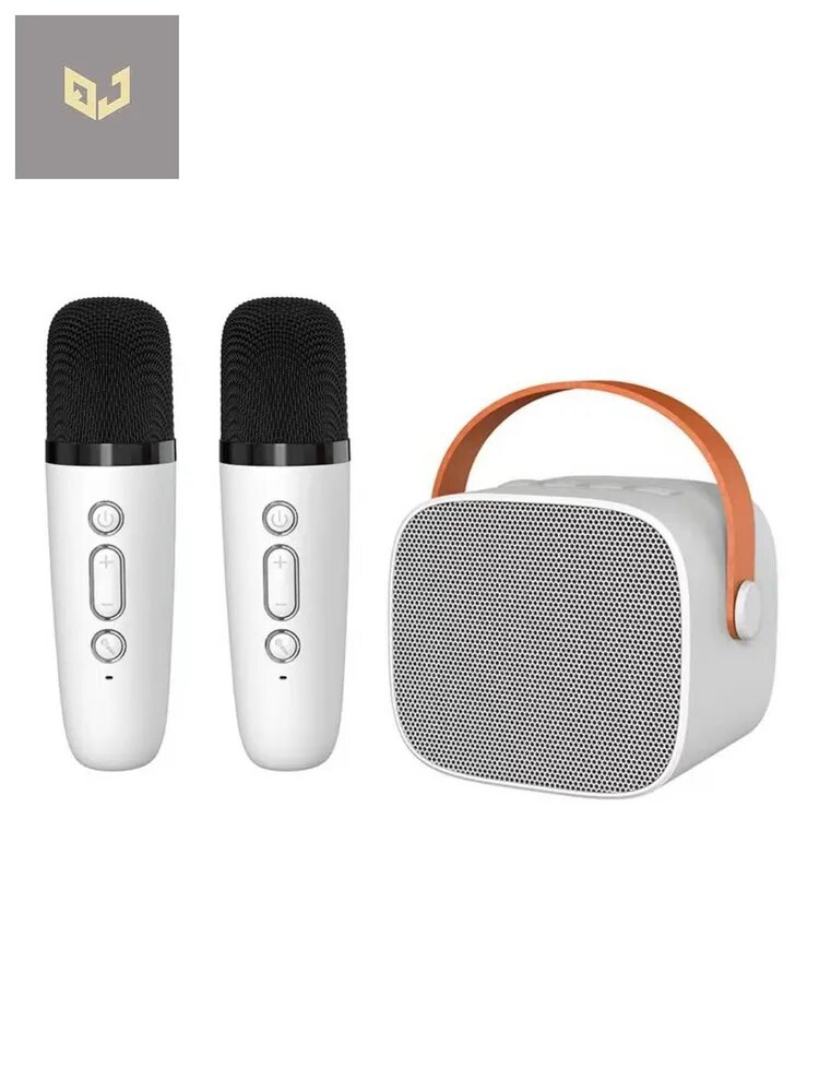 Караоке-система с двумя микрофонами, Bluetooth, USB, microSD, белый