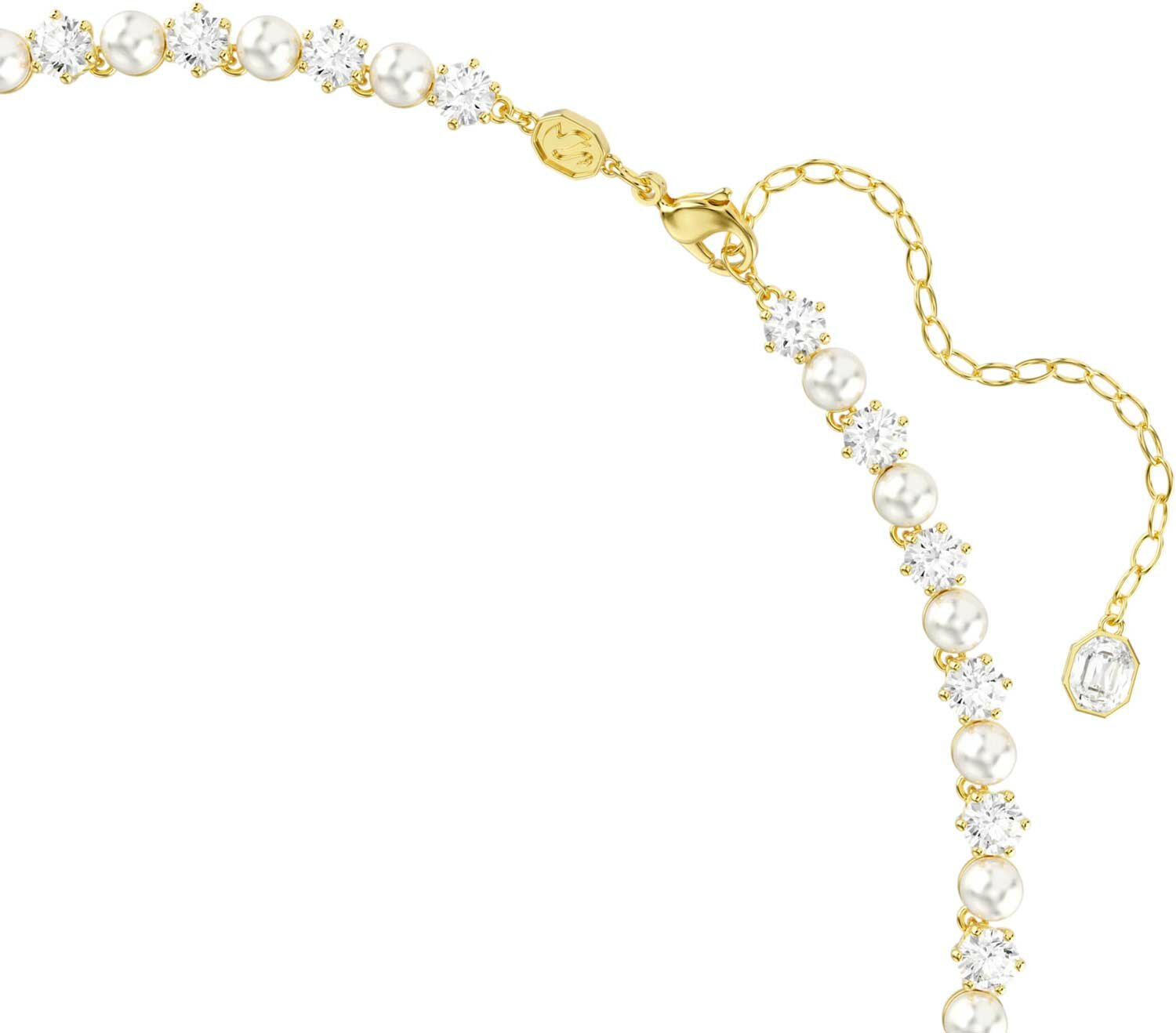 Колье SWAROVSKI, жемчуг Swarovski синтетический, длина 49 см, белый, золотой — фото 1