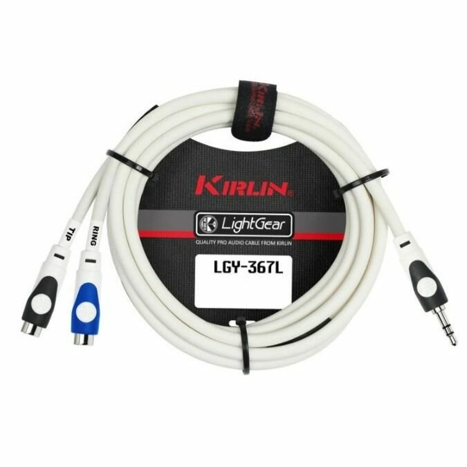 Кабель аудио 1xMini Jack - 2xRCA Kirlin LGY-367L 1M WH