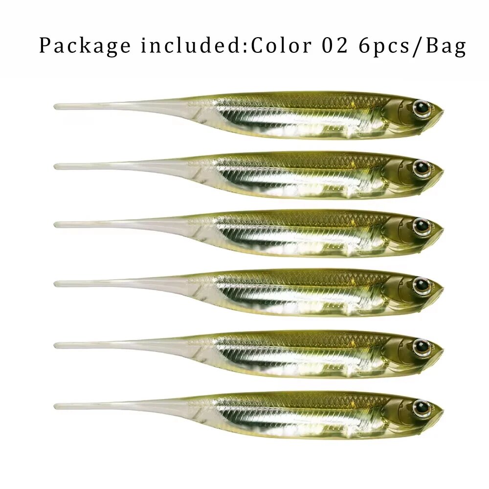 6 шт. мягких силиконовых рыболовных приманок 80 мм 2,8 г 6pcs Color 02