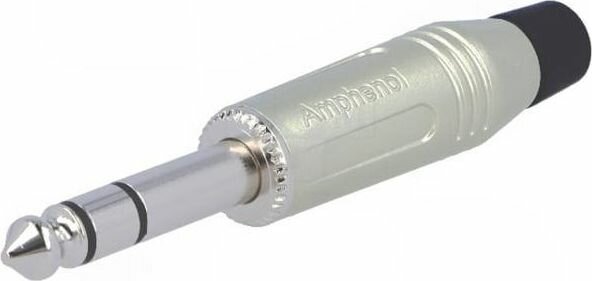 Вилка AMPHENOL ACPS-GN Вилка Jack 6,35мм "папа" stereo прямой на провод пайка серый 1шт