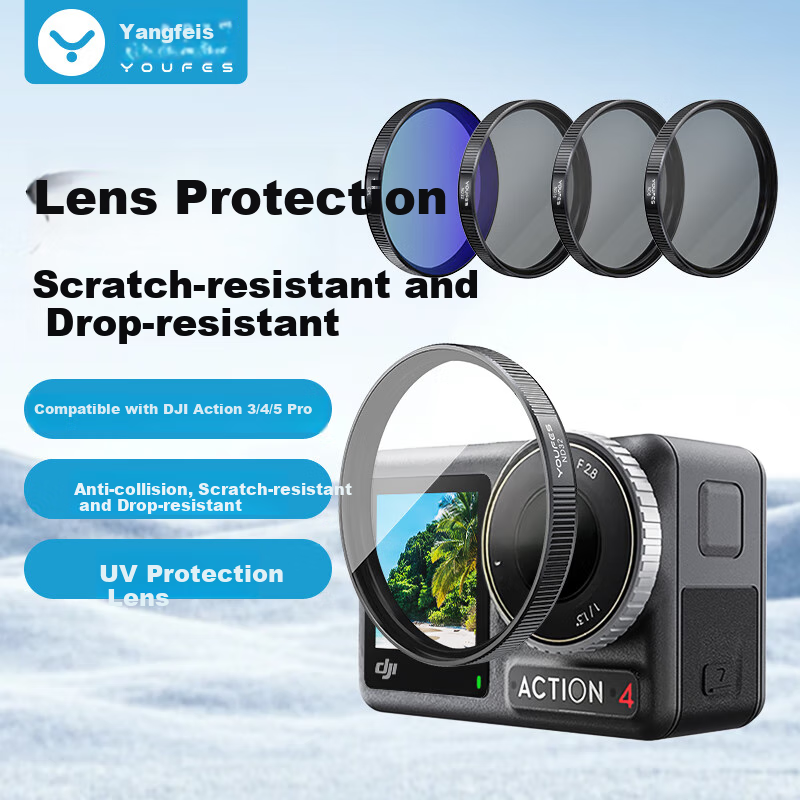 YOUFES комплект фильтров для DJI Action 5 Pro/4/3 UV ND CPL градиентные магнитные объективные фильтры Версия：Сертификат