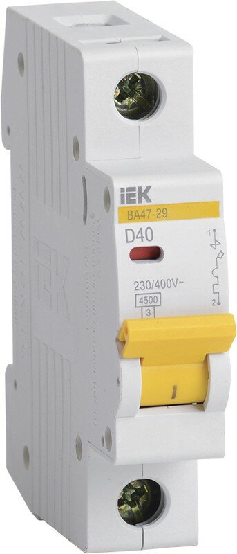 Автоматический выключатель IEK ВА47-29, термомагнитный расцепитель, 1P, 40A, IP20
