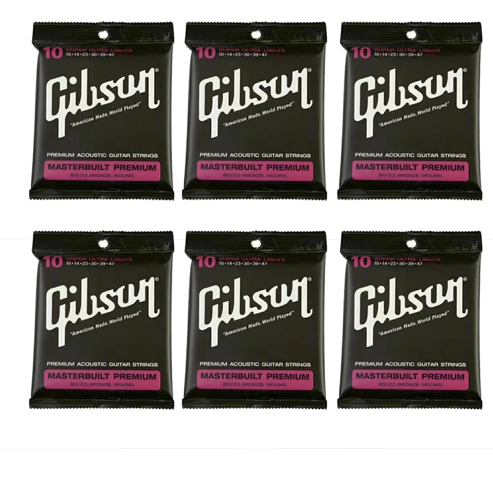 Наборы струн Gibson для гитар 010 011 012 6 SET Bronze 10-47