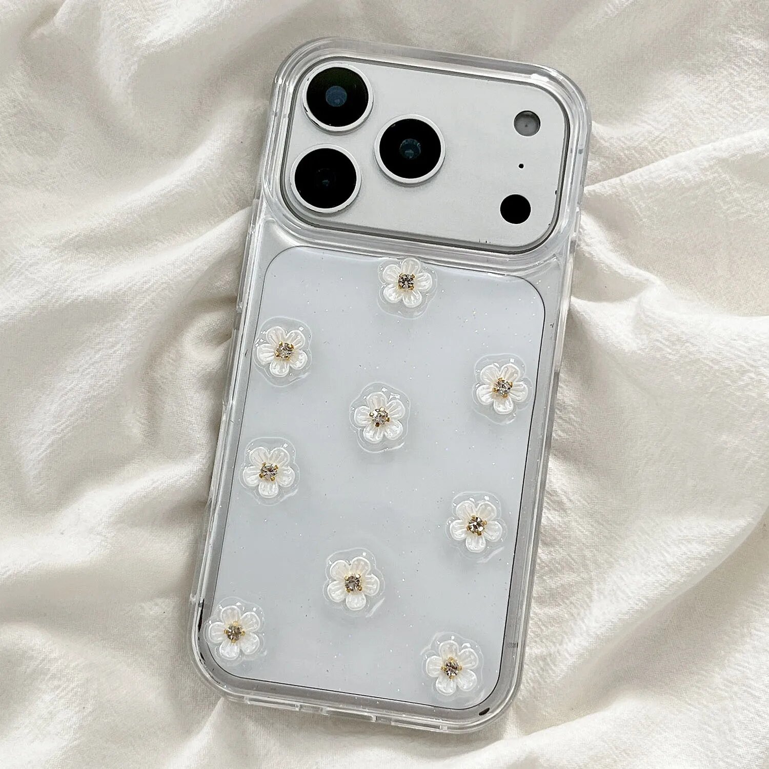 Прозрачный чехол Ins 3D Flower Resin Art с цветами для iPhone 17, 16, 15, iPhone17, Small Flowers