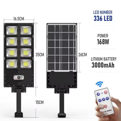 Солнечный светильник 336 LED, 168W, 3000mAh, ZX-8LED-A