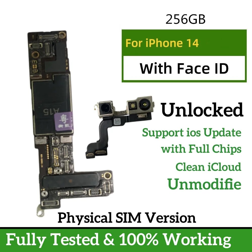 Полностью рабочая разблокированная материнская плата для iPhone 14 Pro Max 14 Plus 14 256g Face ID