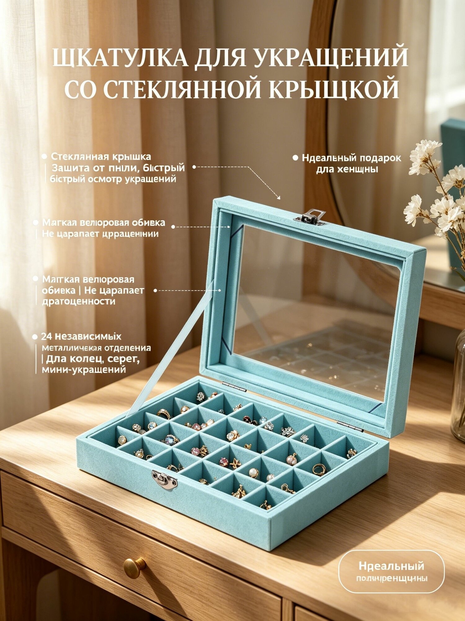 Классическая шкатулка Для украшений, 1 шт