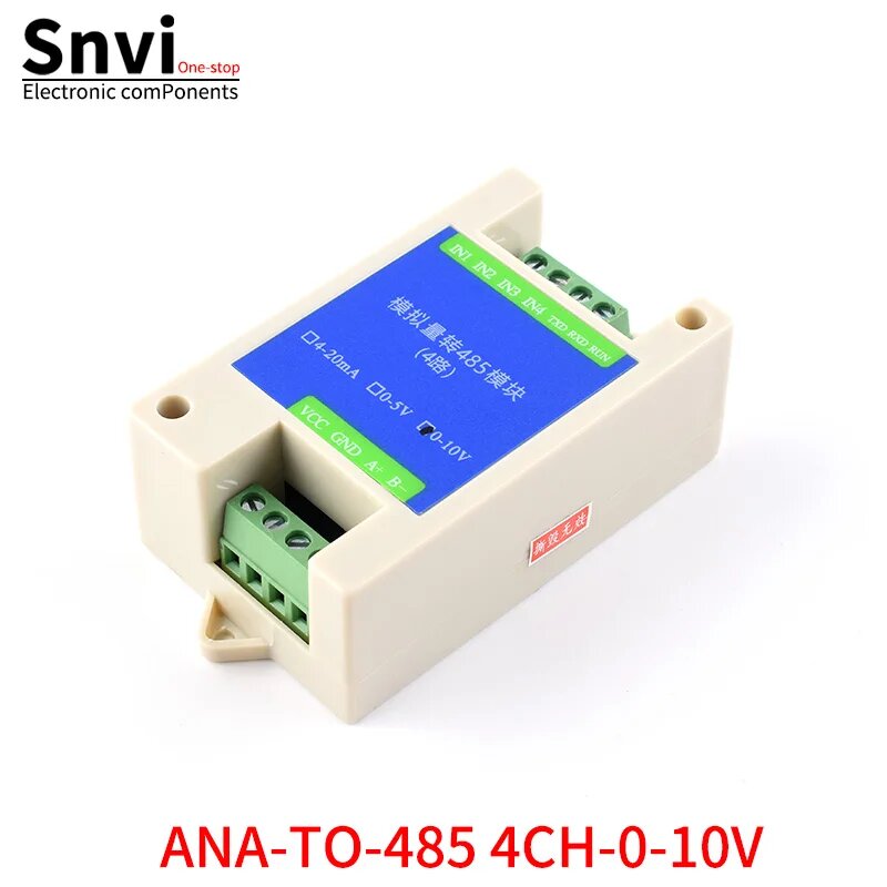 Аналоговый модуль сбора данных SNVI 4-20 мА Бежевый, ANA-TO-485 4CH-0-10V