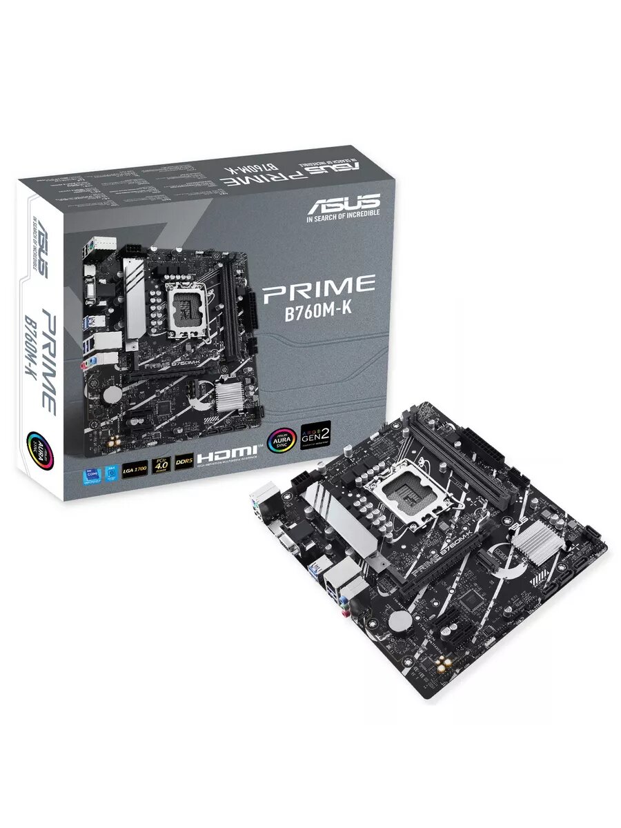 Материнская плата ASUS PRIME B760M-K, поддержка RAID, DDR5, microATX