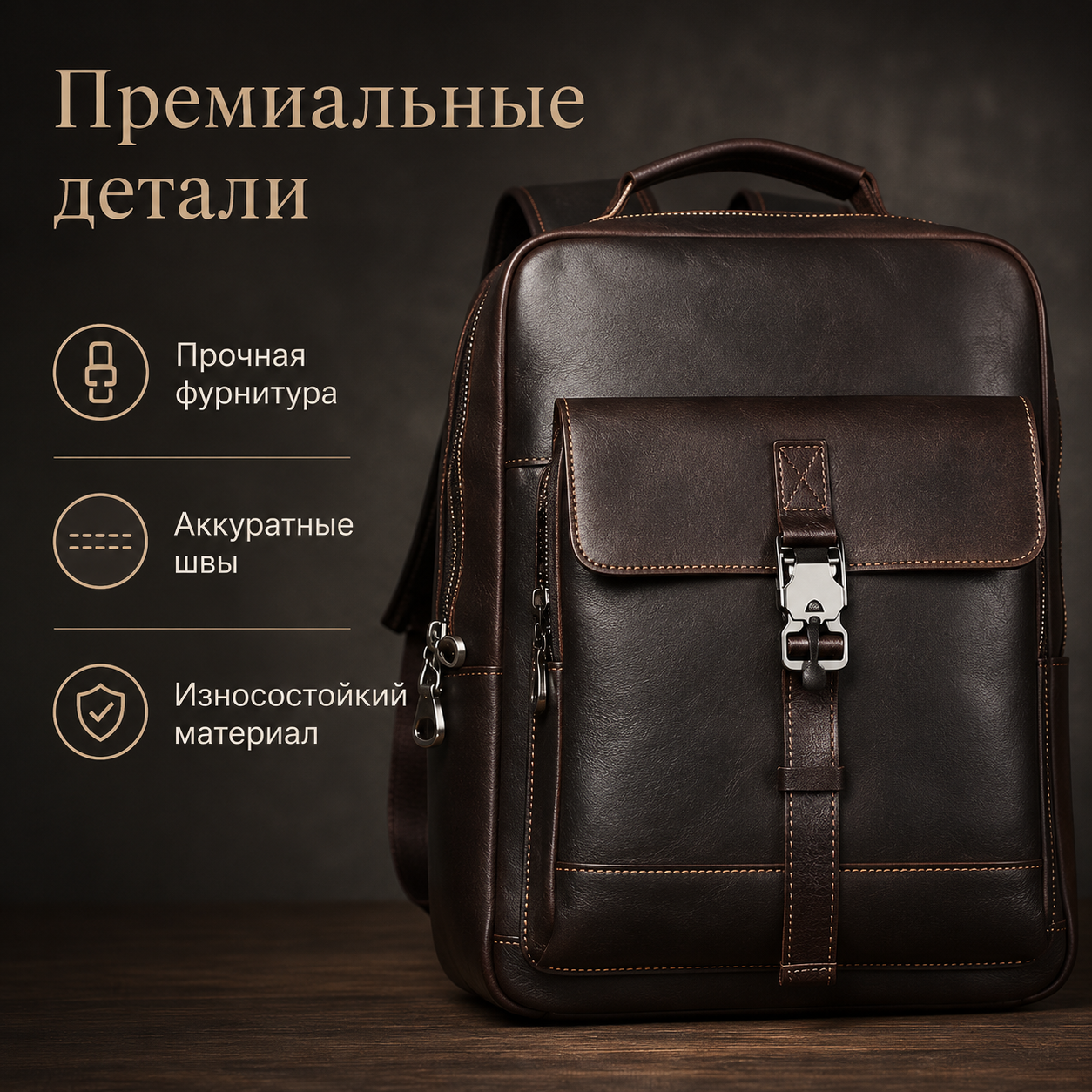 Винтажный кожаный рюкзак для мужчин, городской портфель для ноутбука — фото 1