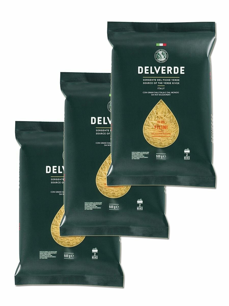 Макаронные изделия Delverde №86 Филини (засыпка), 3 шт по 500 г