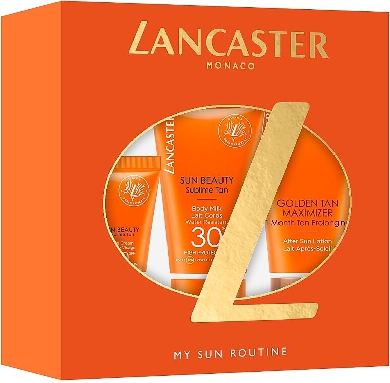 Набор Lancaster Sun Beauty- Крем для лица SPF30 (3 мл) Молочко для тела SPF30 (15 мл) Солнцезащитный лосьон (15 мл)