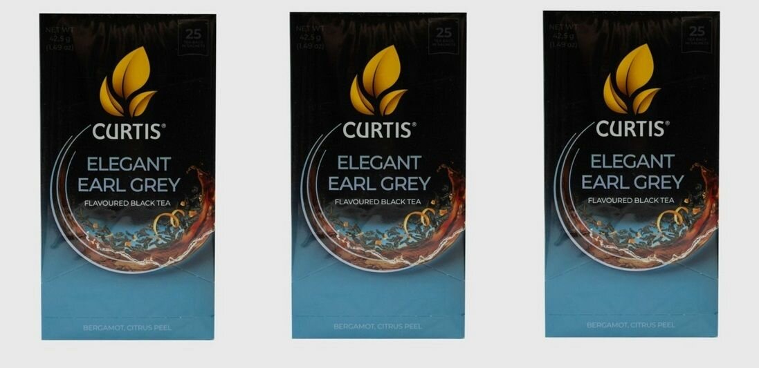 Curtis Чай Elegant Earl Grey , 25шт x1,7 гр, 3шт