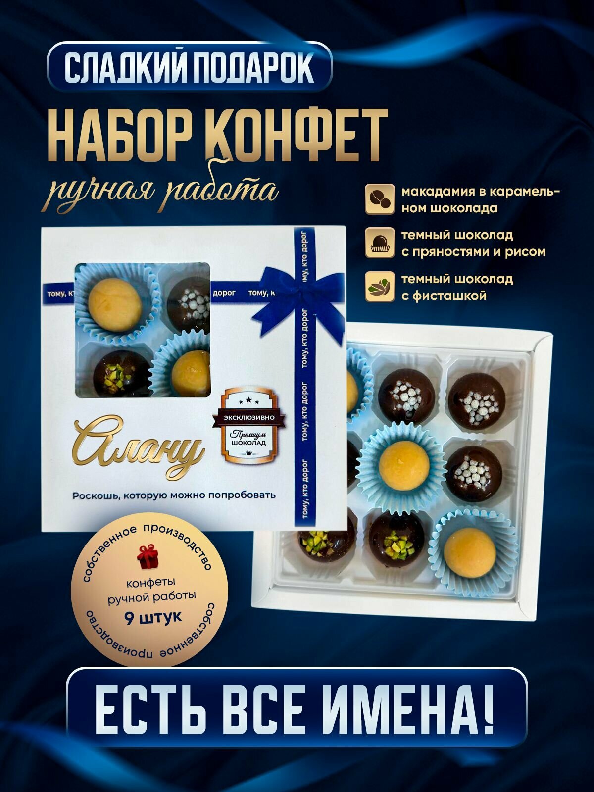 Набор конфет, именной "Для тех кто дорог", Алан