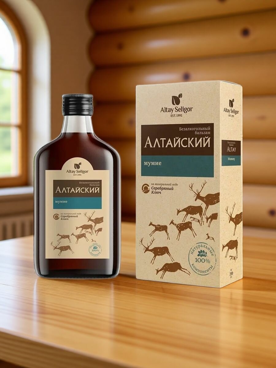 Бальзам Алтайский безалкогольный с мумиё, 250 мл. Altay Seligor Алтай-Селигор