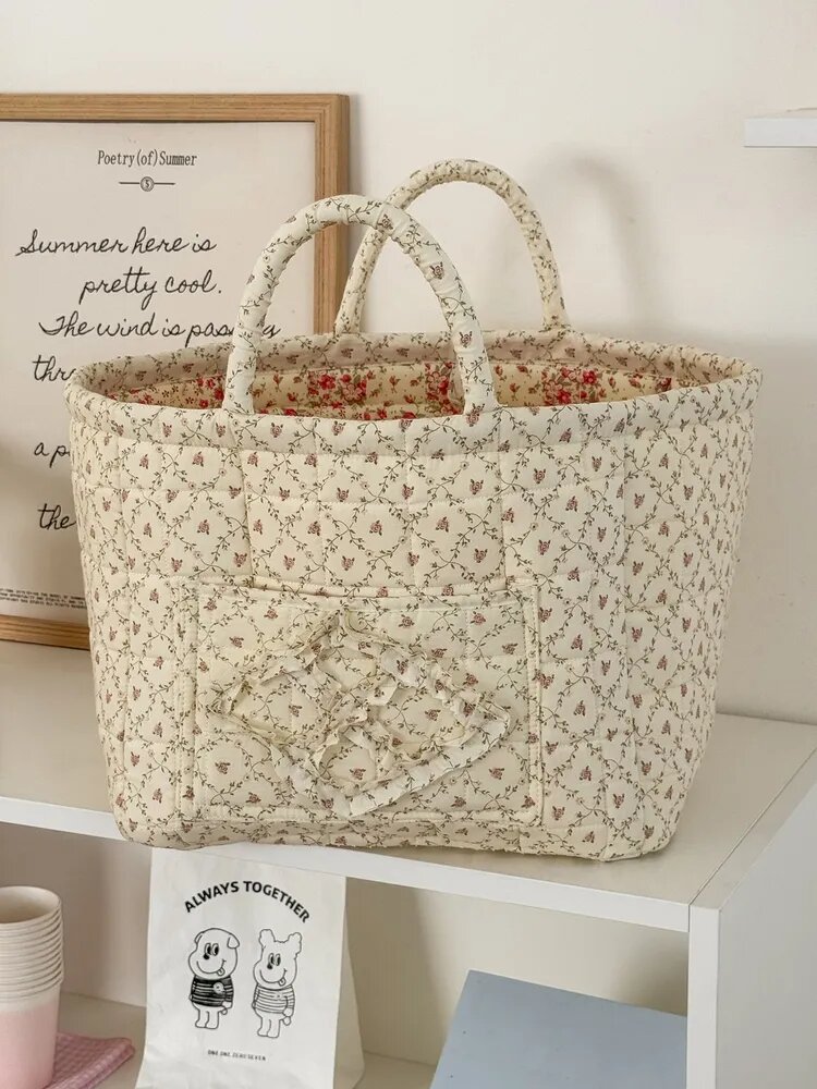 Корзина для белья 21 л, стеганая сумка Boho Floral, 1 шт, размер 32x25x12 см