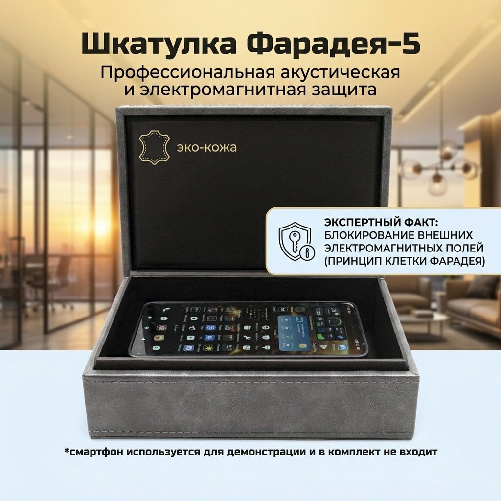 Акустический сейф - Шкатулка Фарадея-5 для защиты смартфонов