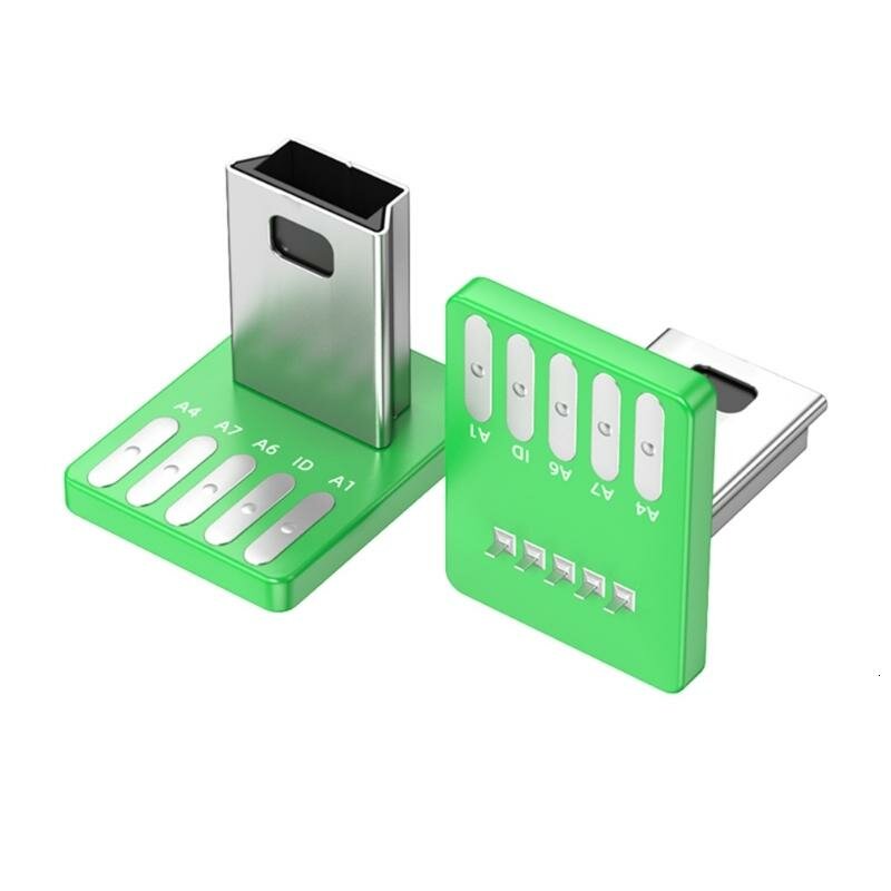 Разъем USB 2.0 4Pin / Type-C 5Pin 90° для пайки на плату, Up - Штекер Mini USB