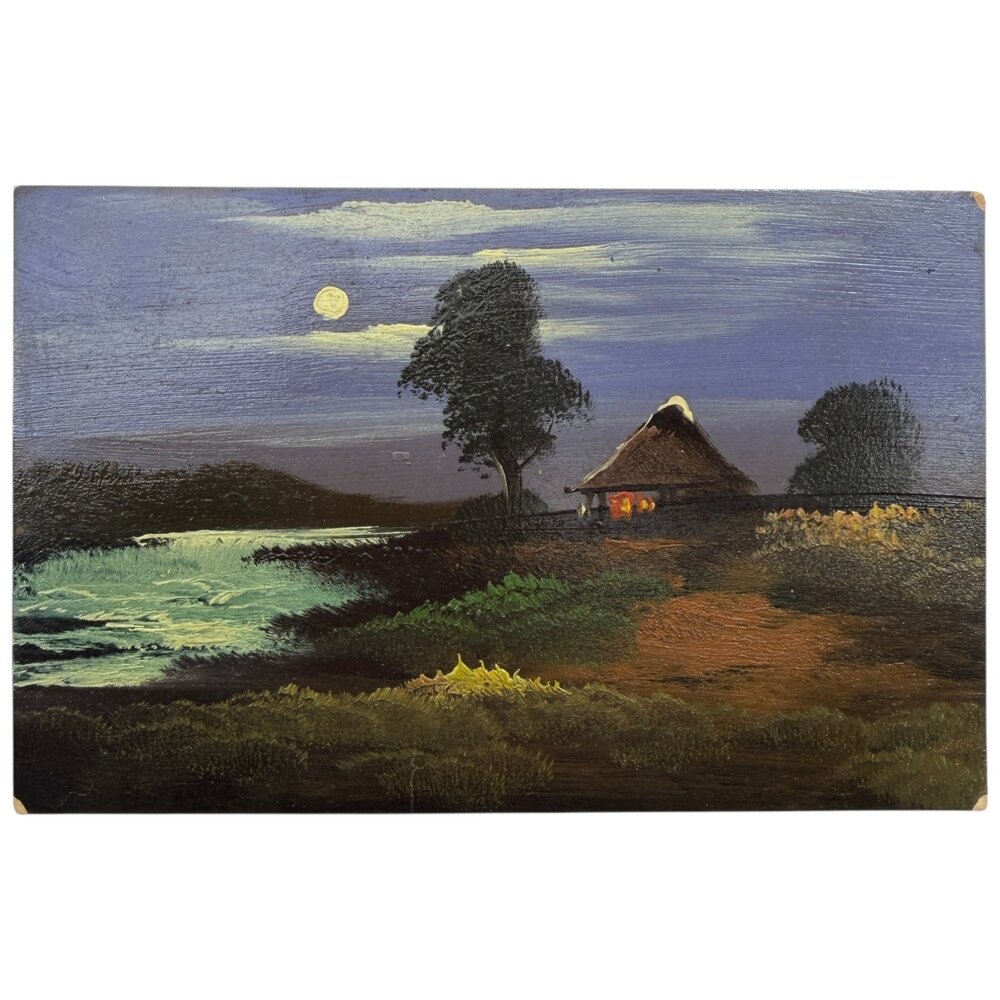 Почтовая открытка "Лунная ночь на хуторе" 1900-1917 гг. Япония