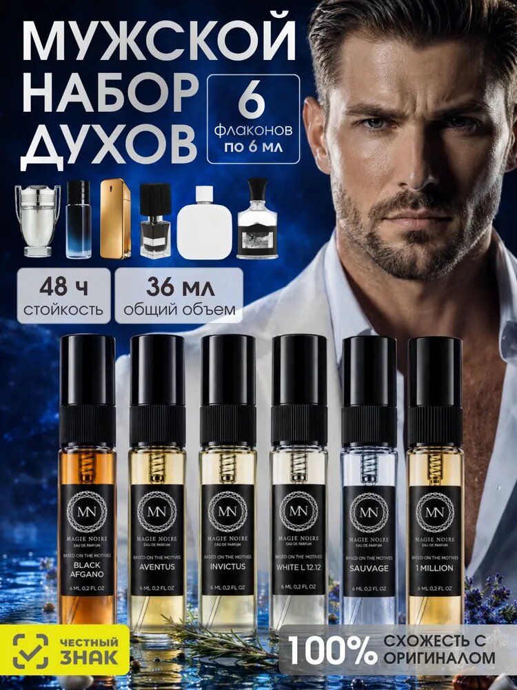 Духи мужские стойкие набор пробников Magie Noire de parfum 36 мл