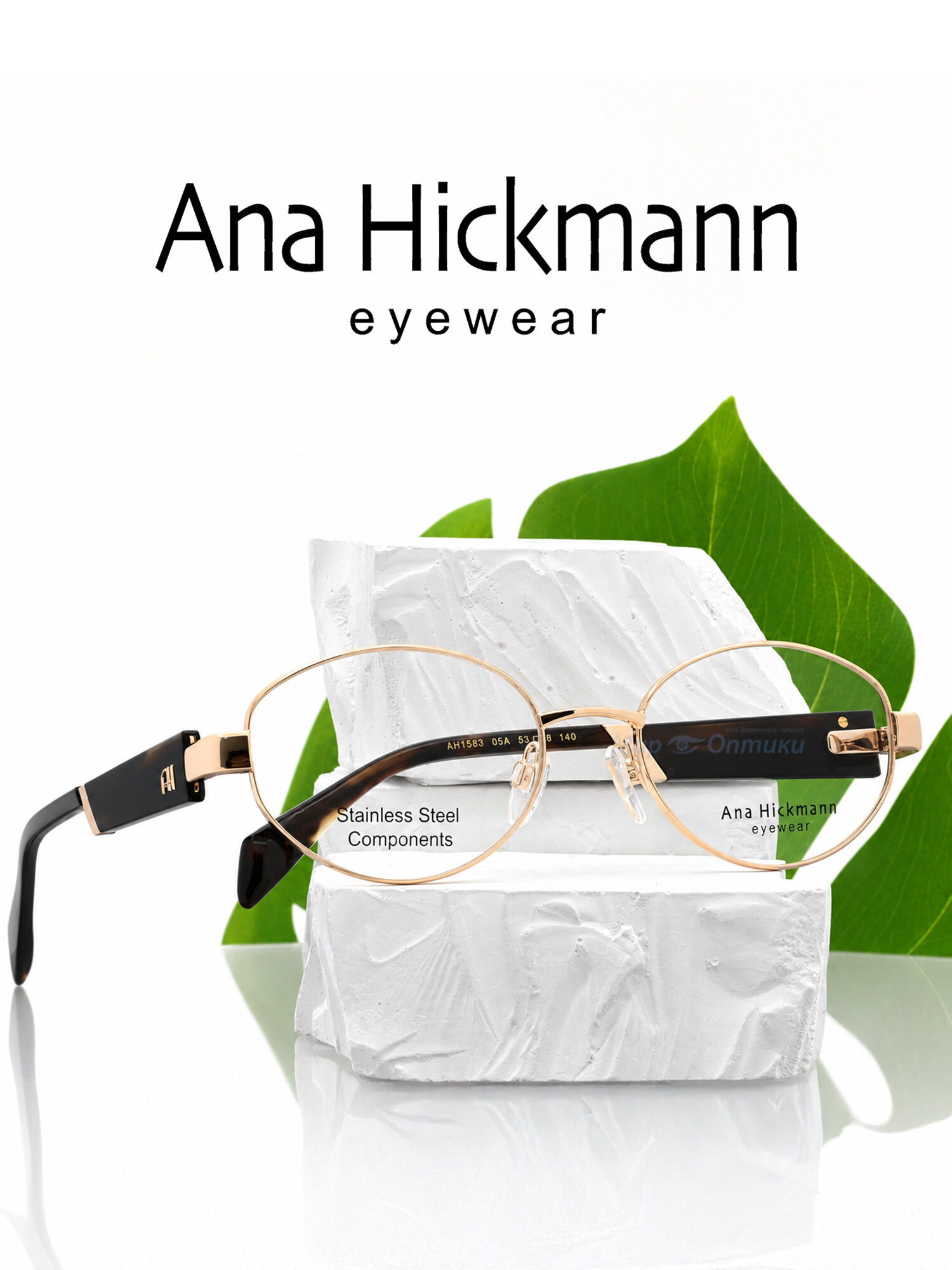 Оправа для очков Ana Hickmann AH1583 05A пол Женский форма оправы Овальная цвет оправы Золотой