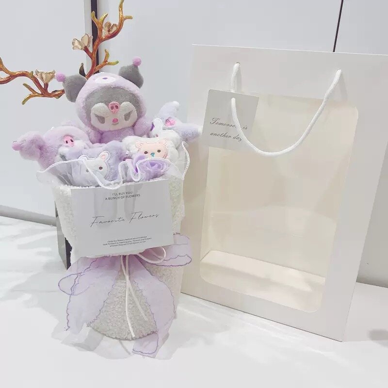 Мягкий плюшевый букет из игрушек в стиле Hello Kitty, розовый, 32 см