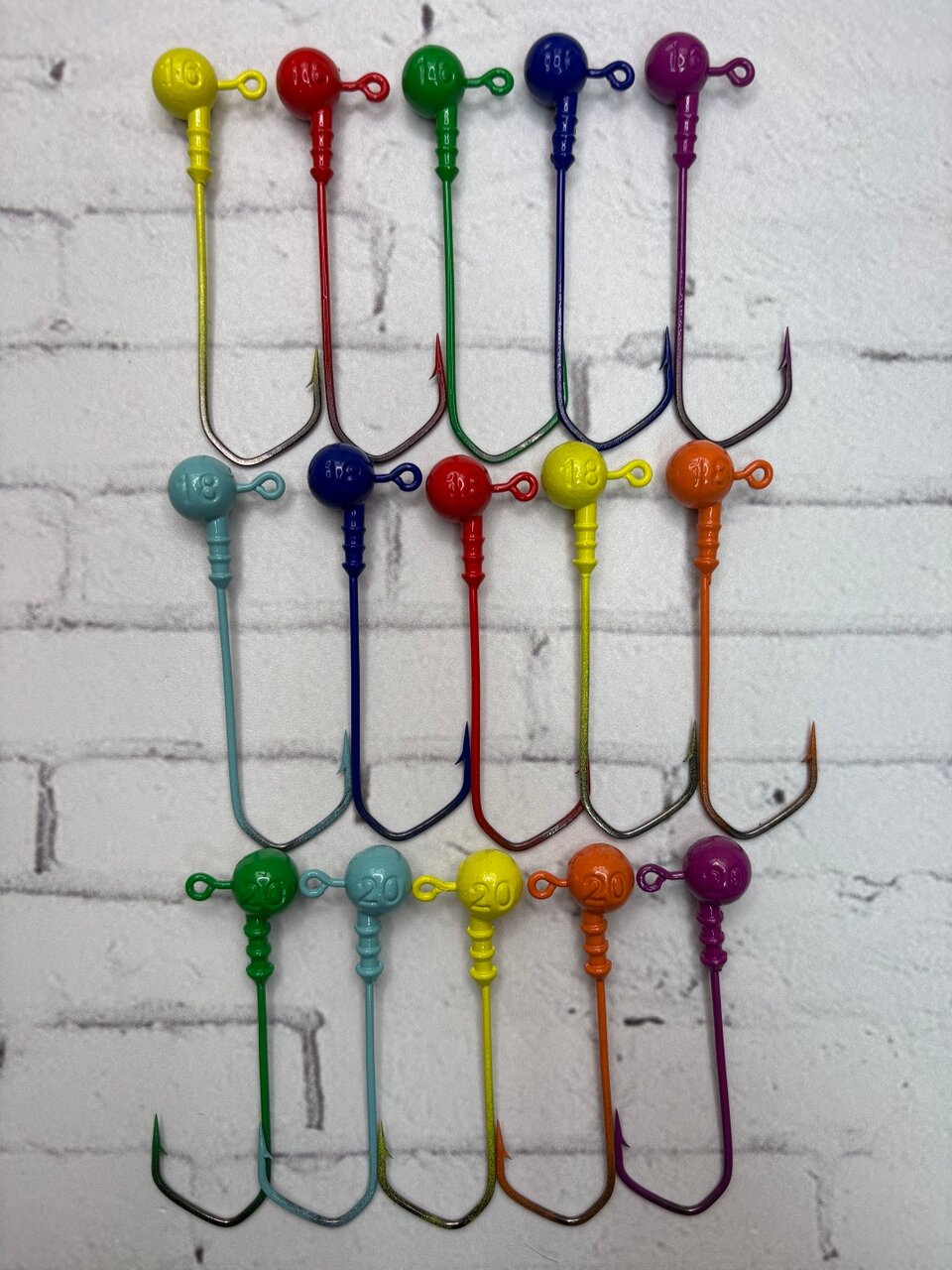 Джиг головка 8/0, веса 16,18,20 грамм, полная длинна крючка 78 мм, на крючке BARBARIAN Korea, крашенные, набор микс