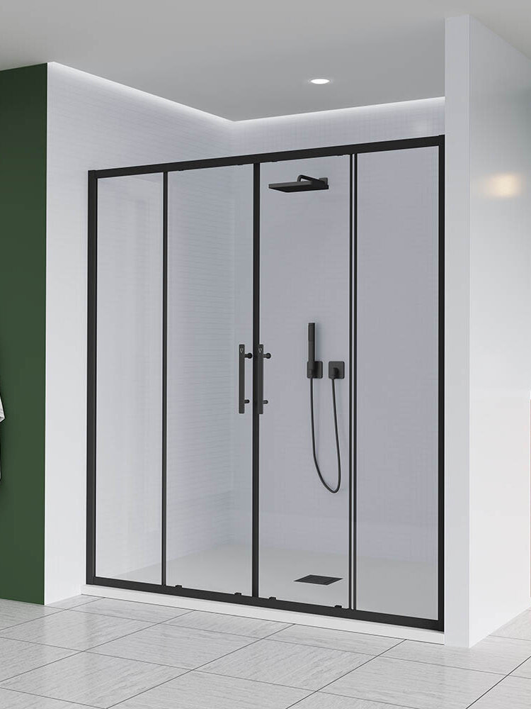 Душевая дверь Veconi Evo 400 B, 1200x1950, черный матовый, стекло прозрачное