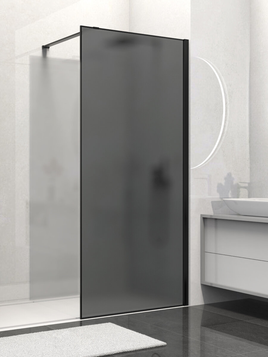 Душевая перегородка Vincea Walk-in HS VSW-1HS100GFB 100x200 см, профиль матовый черный, стекло тонированное