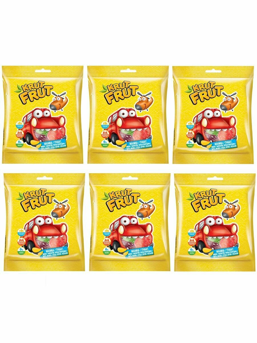 KrutFrut Жевательный мармелад в форме машинок, 30 гр, 6 уп