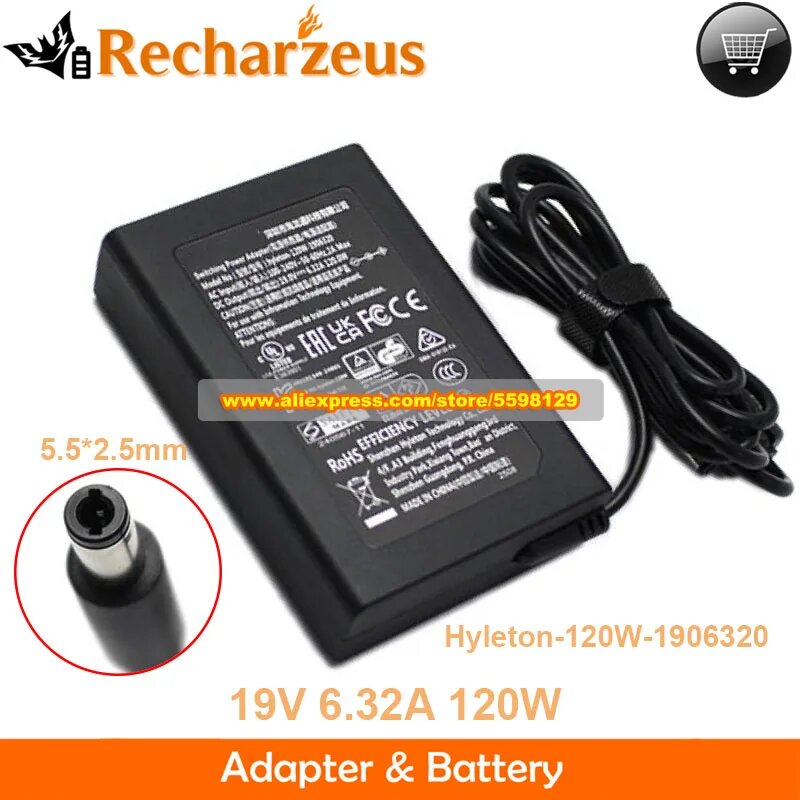 Адаптер для ноутбука HYLETON 120Вт 19В 6.32А, Add AC CABLE